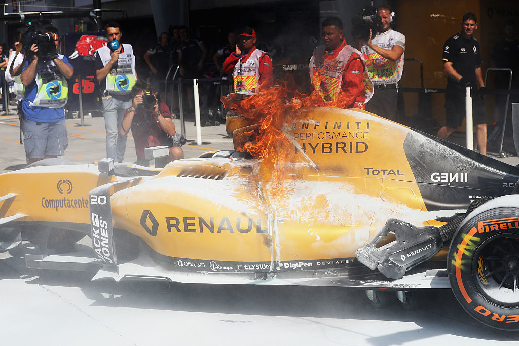 Renault catches fire during F1 practice in Malaysia | Sports News ...