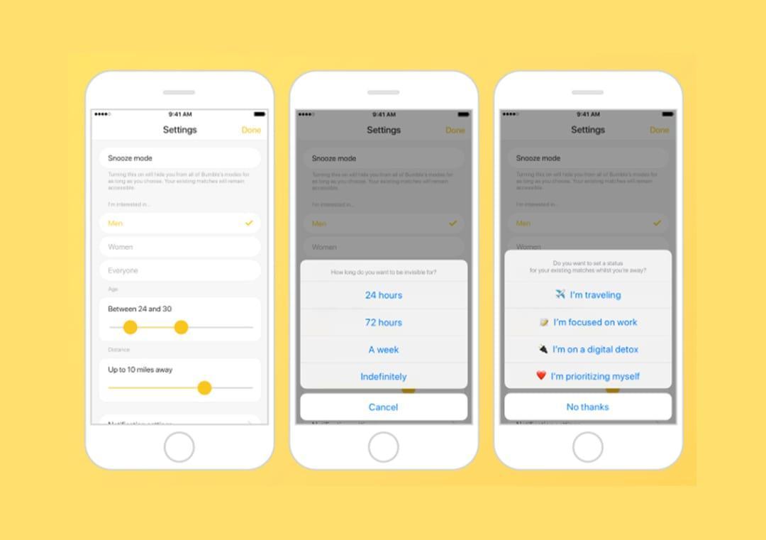 Tinder rival Bumble launches snooze button for digital detox | Startup ...