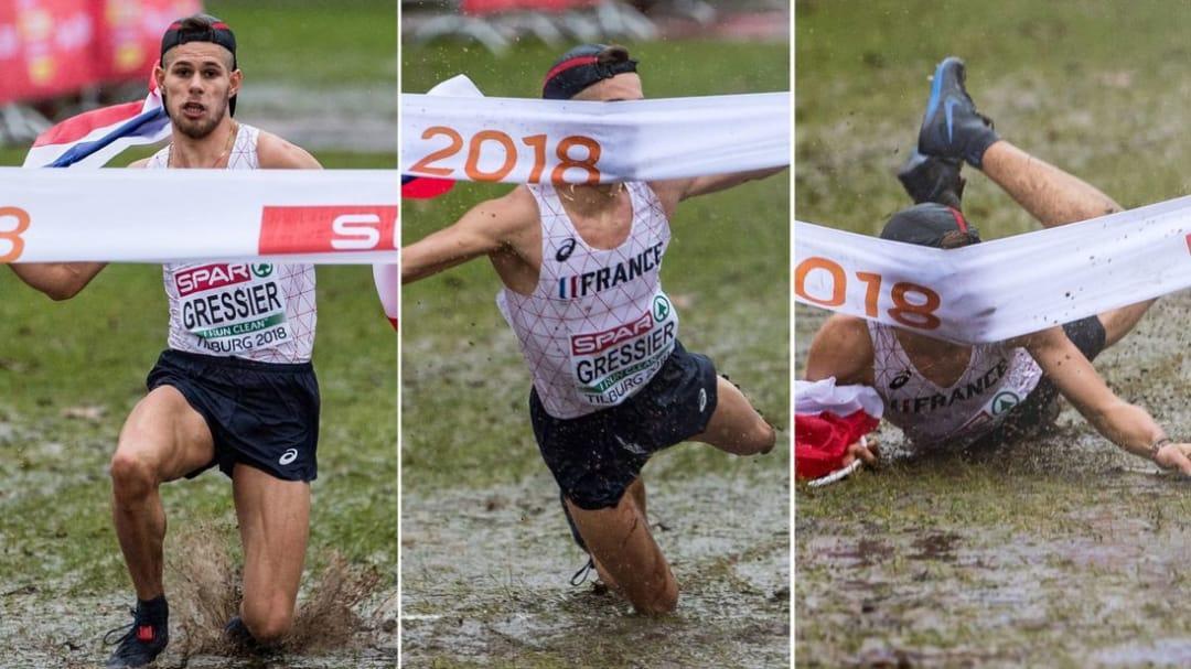 Runner wins race by falling face-first onto finish line tape | Sports ...